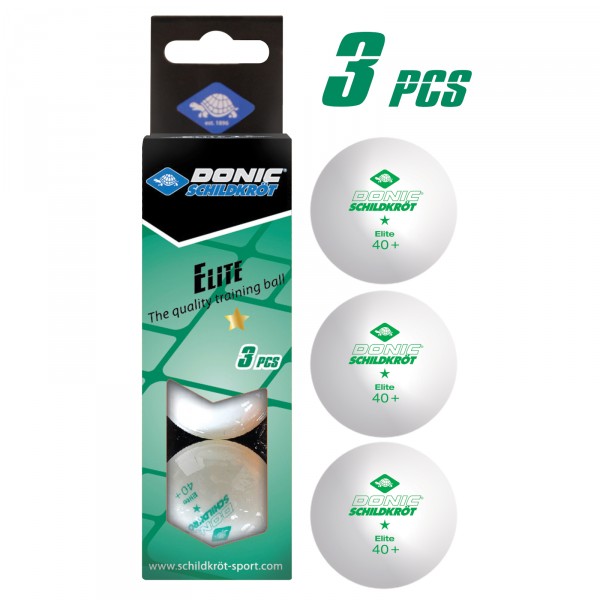 Pelotas de Ping Pong Donic-Schildkröt Elite, 1 Estrella, Pack de 3 - Fitshop